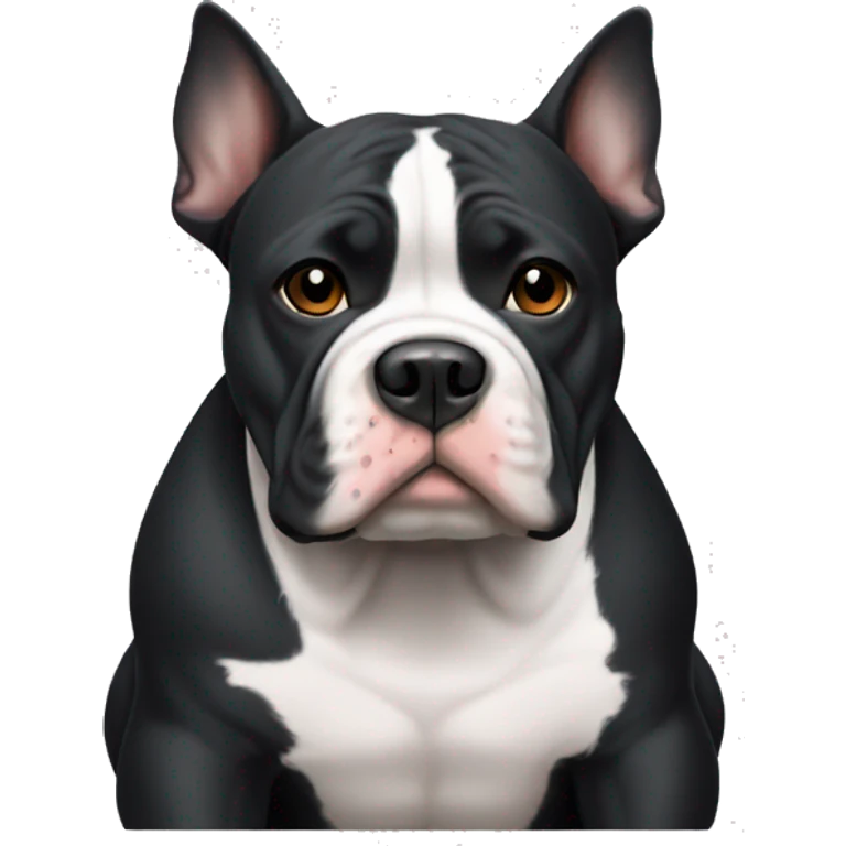 Black American Pocket Bully with white patch on chest emoji | AI Emoji ...
