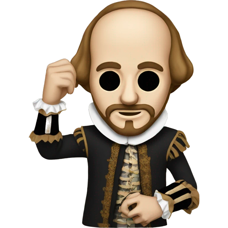 Shakespeare holds a tragic mask in his hand emoji | AI Emoji Generator