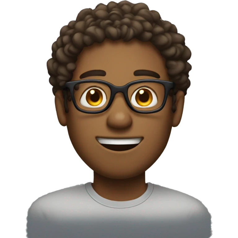 a brown guy with tall face with specs and curly hairs emoji | AI Emoji ...
