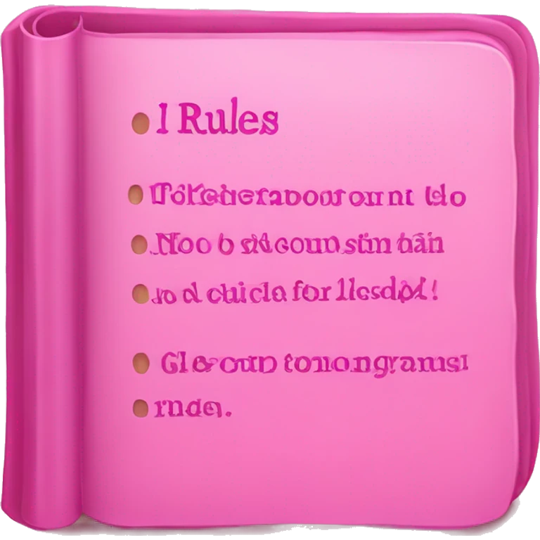 pink rulebook with DA Rules! written on it emoji | AI Emoji Generator