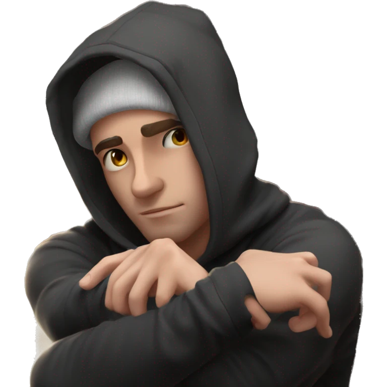 cool selfie in black hoodie emoji | AI Emoji Generator