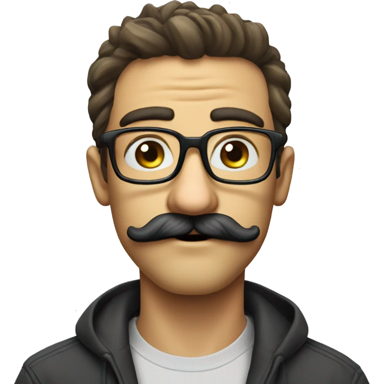 Mustache crooked teeth wide eyes big nose with glasses low taper fade ...