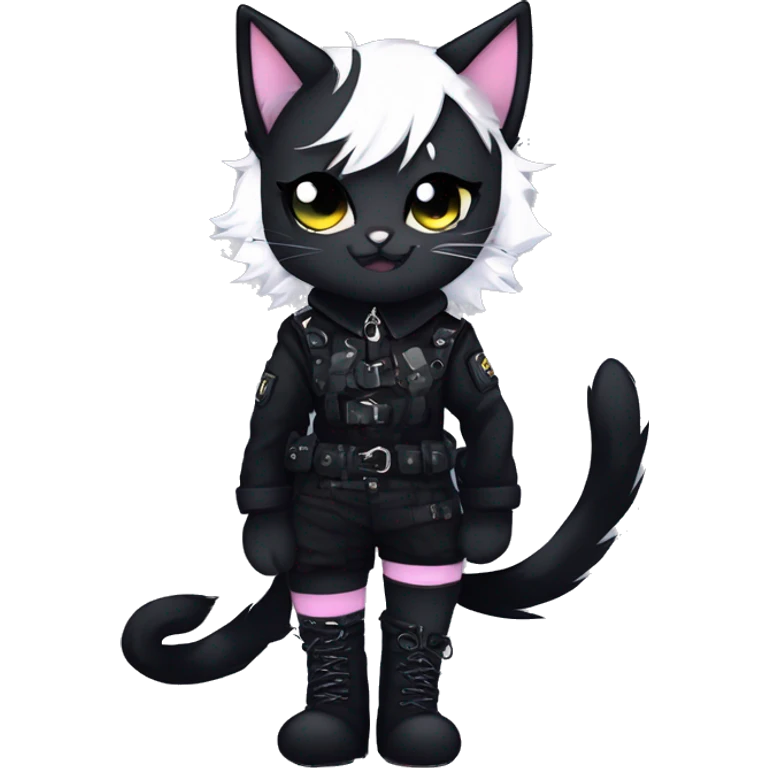 Gorgeous furry gothic dark techwear anime style anthro black cat ...