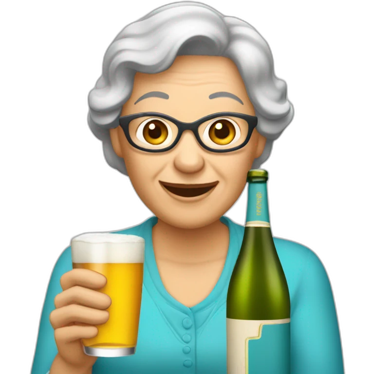 Mamie qui boit une bières emoji | AI Emoji Generator