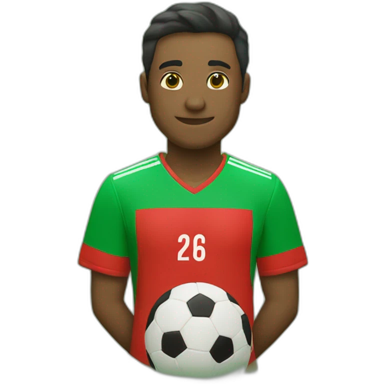 camiseta futbol fondo verde y rayas rojas emoji | AI Emoji Generator