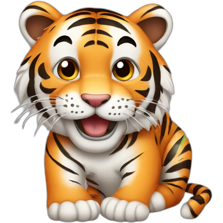 Tiger with daisy emoji | AI Emoji Generator