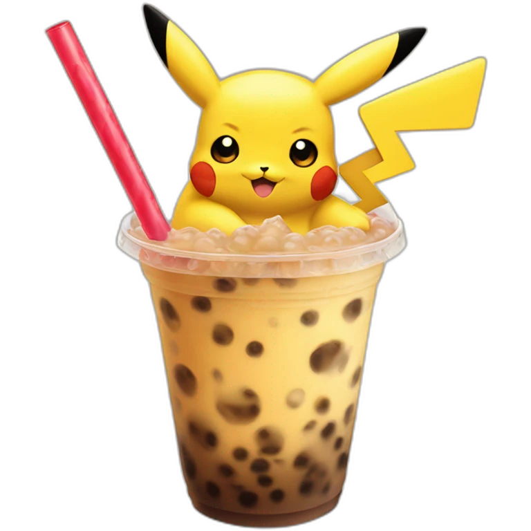 Pikachu qui boit un bubble tea emoji | AI Emoji Generator