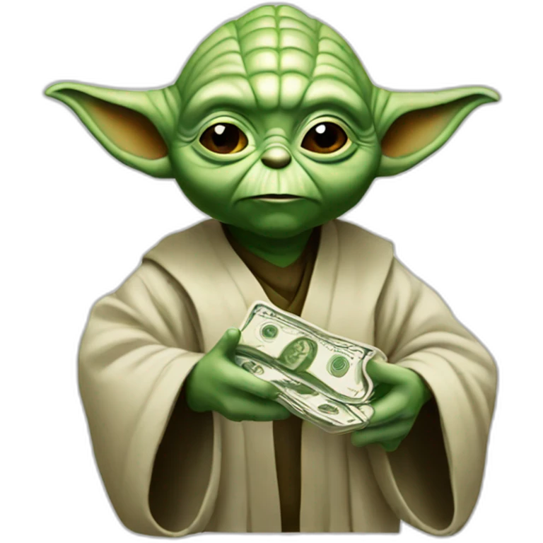 Yoda giving money emoji | AI Emoji Generator