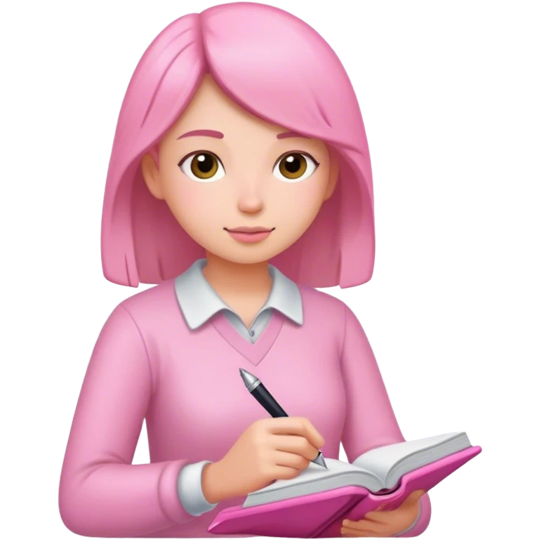 Sat Writing in pink journal emoji | AI Emoji Generator