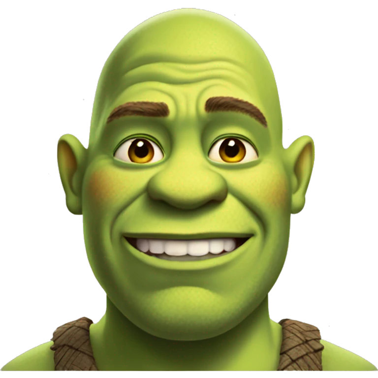 realistic shrek without hair and with ogre ears smirking emoji | AI ...