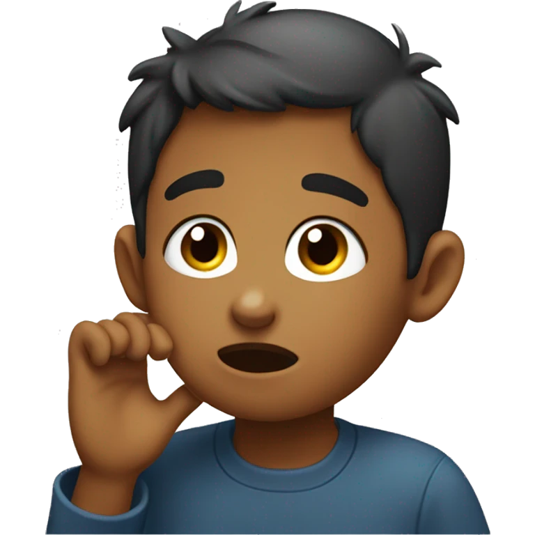 Boy holding his ear saying sorry to girl emoji | AI Emoji Generator
