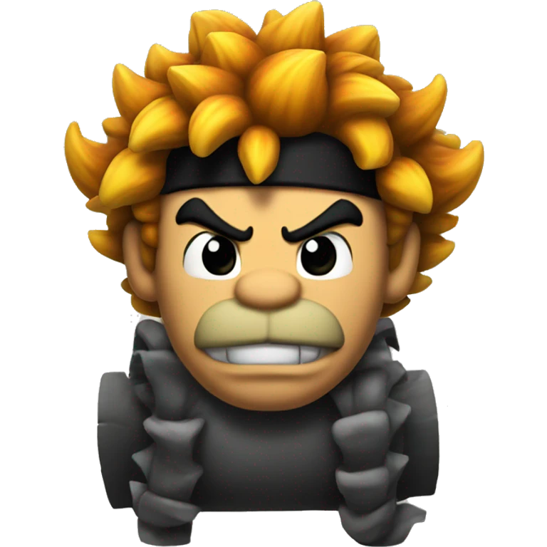 Bowser with curly long black hair emoji | AI Emoji Generator