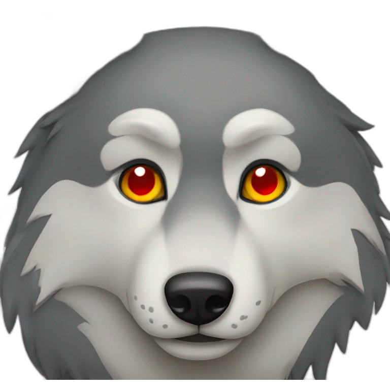 Grey wolf red eyes emoji | AI Emoji Generator