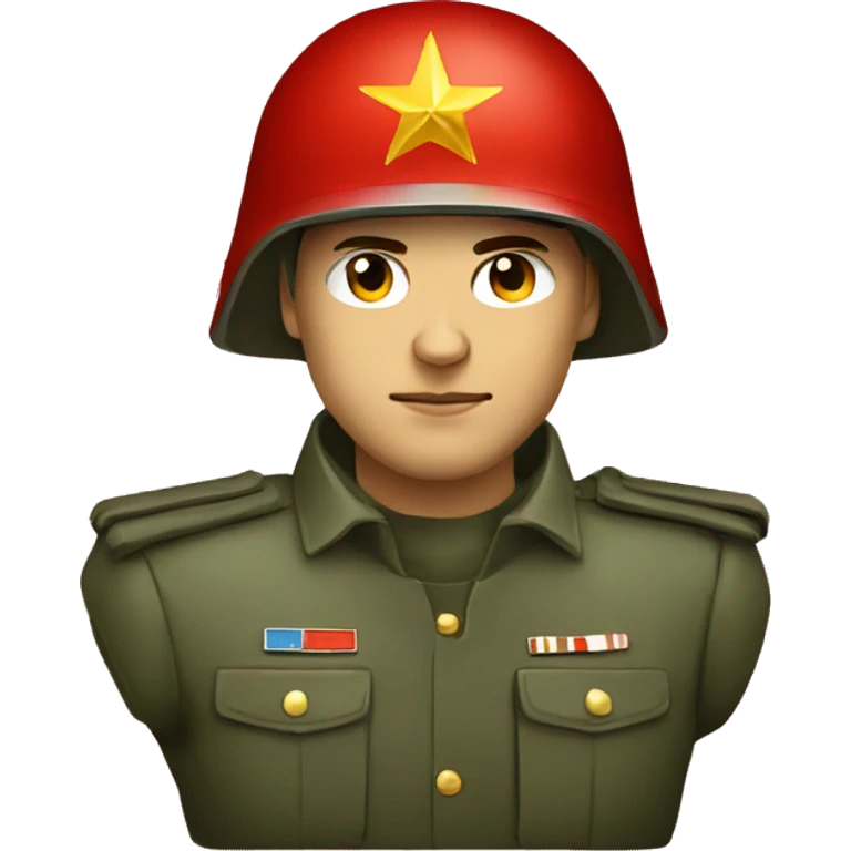 ussr soldier serious with military helmet emoji | AI Emoji Generator