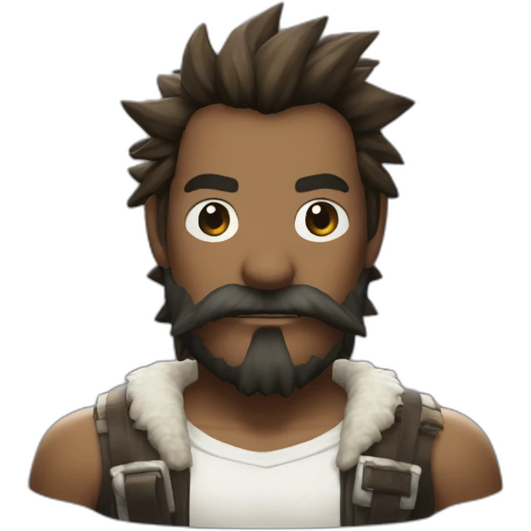 Cloud from Final fantasy 7 with a brown beard emoji | AI Emoji Generator