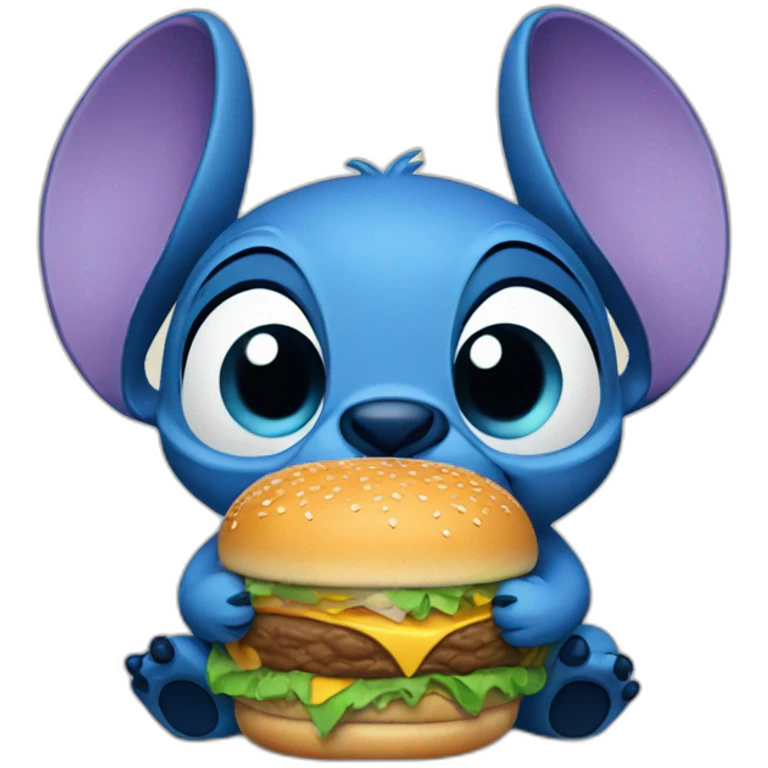 Stitch eating burger emoji | AI Emoji Generator