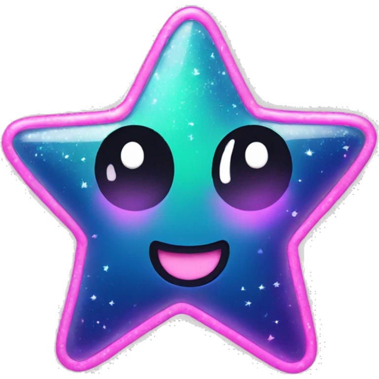 Kawaii neon star glitter doodle jump emoji emoji | AI Emoji Generator