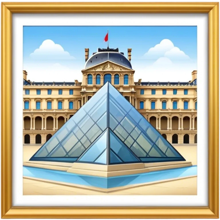 Louvre Museum Landmark Emoji – Showing the glass pyramid entrance with ...