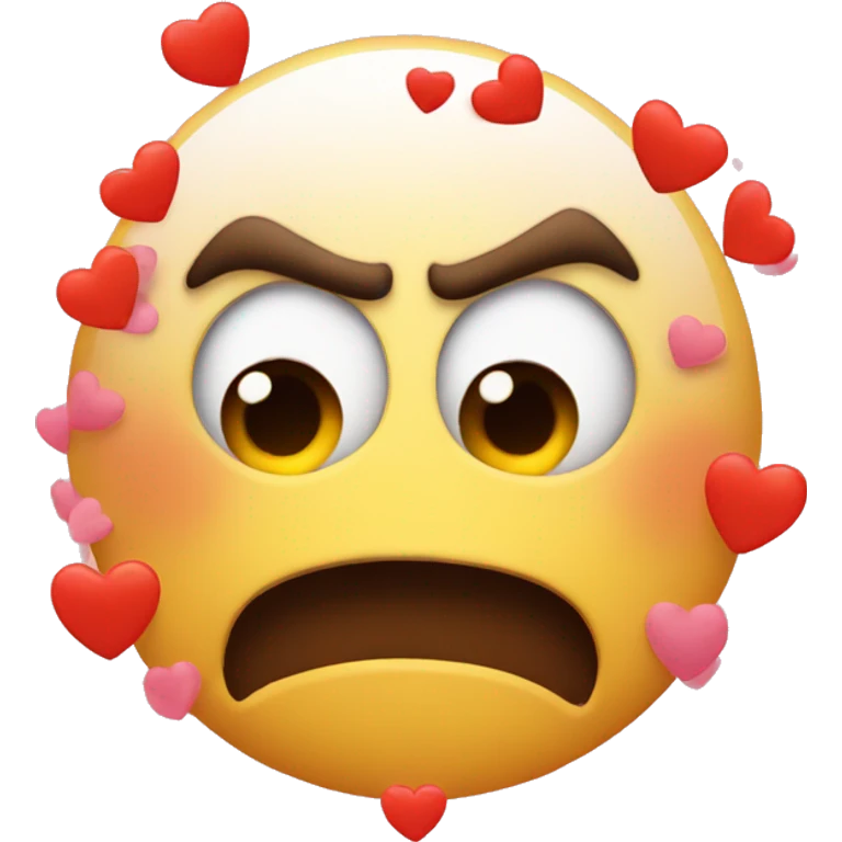 angry face emoji with little hearts emoji | AI Emoji Generator