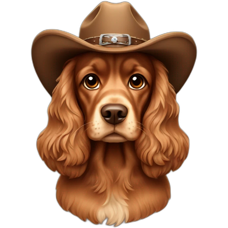 brown cocker spaniel in cowboy hat emoji | AI Emoji Generator