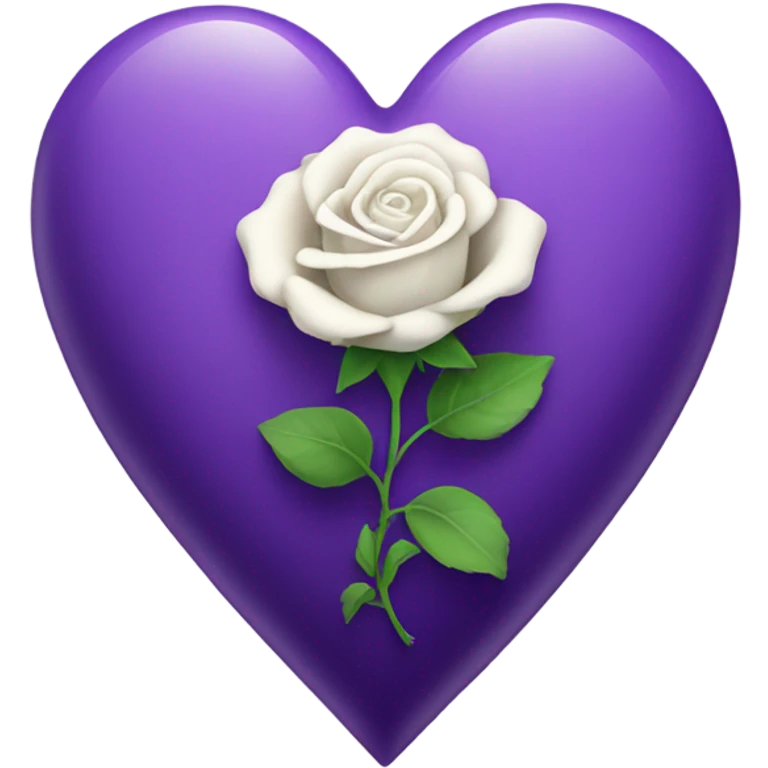 Purple heart with a white rose inside emoji | AI Emoji Generator