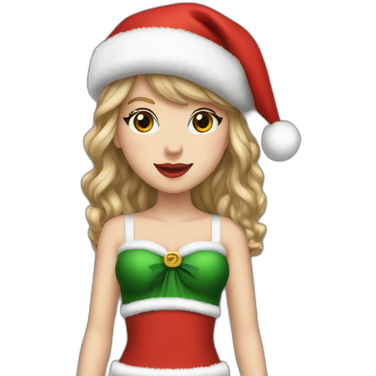 Taylor Swift as santa (full height) emoji | AI Emoji Generator