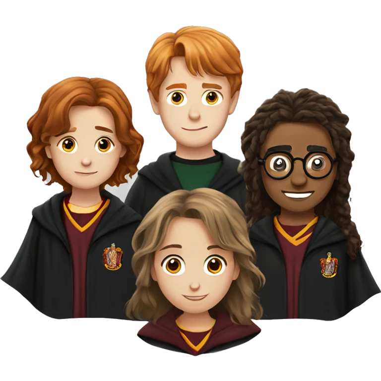 Harry Potter with Hermione Granger and Ron Weasley emoji | AI Emoji ...