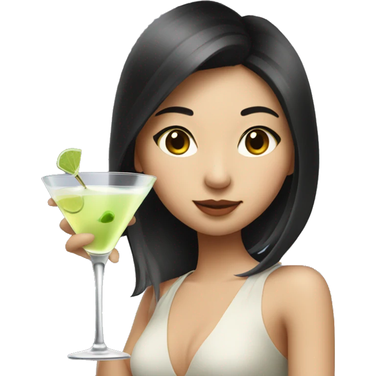 Pretty Asian girl drinking martini emoji | AI Emoji Generator