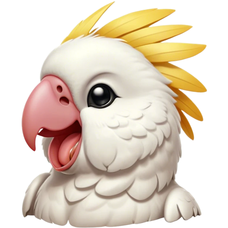 Cinematic Cute Yawning Cockatoo Portrait Emoji, Head tilted slightly ...