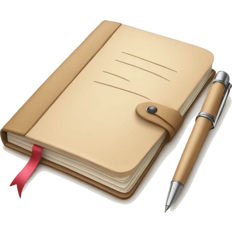 beautiful beige diary with pen emoji | AI Emoji Generator