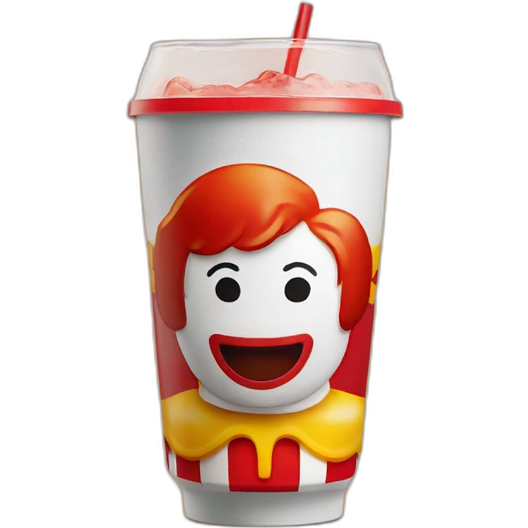 Ronald McDonald drinking a McDonalds soft drink emoji | AI Emoji Generator