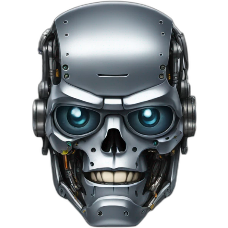 Terminator face with robot eye emoji | AI Emoji Generator