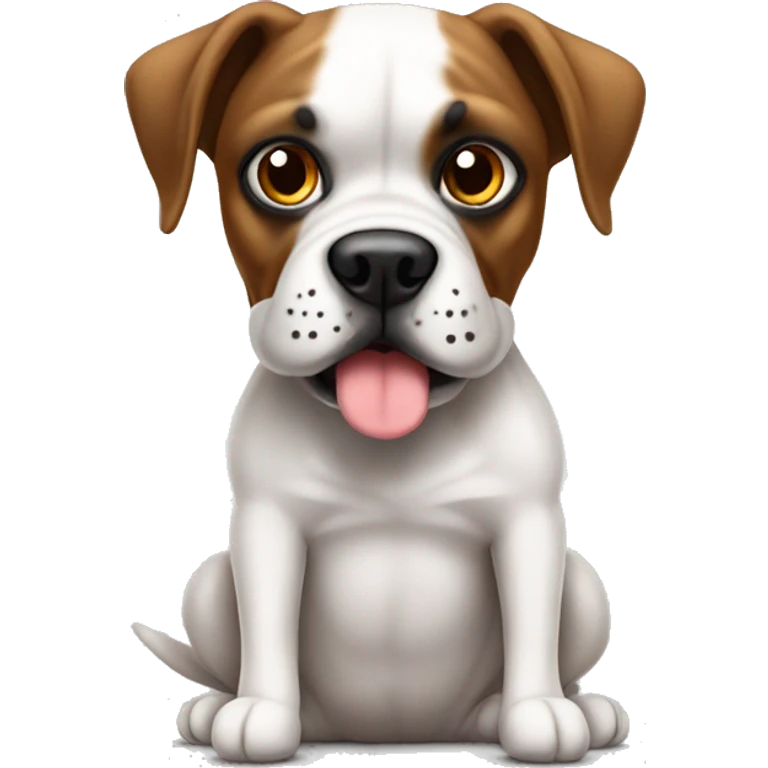Perro boxer blanco con mancha café en el ojo izquierdo emoji | AI Emoji ...