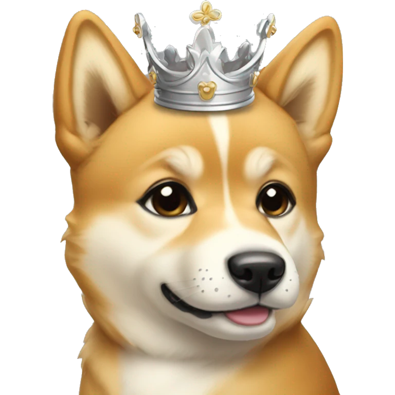 protrait side view of a cute baby doge with silver crown emoji | AI ...