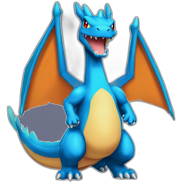 charizard-adult-wing-blue-tall-front-stand-up-fire emoji | AI Emoji ...