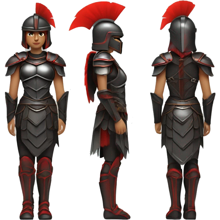 Fantasy spartan warrior female wearing detailed black armor with a red ...