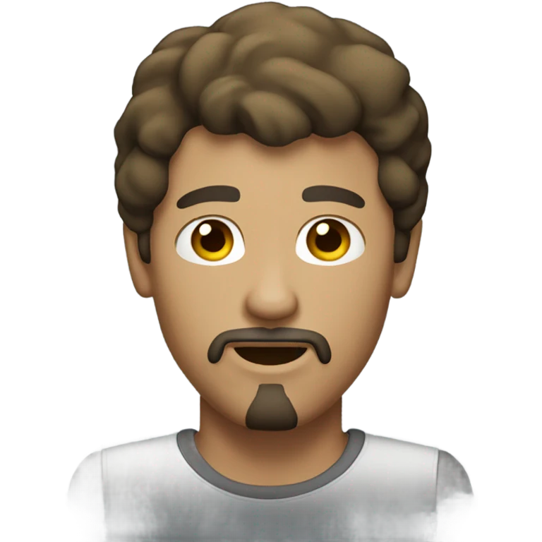 Light skin brunette guy with goatee and mullet emoji | AI Emoji Generator