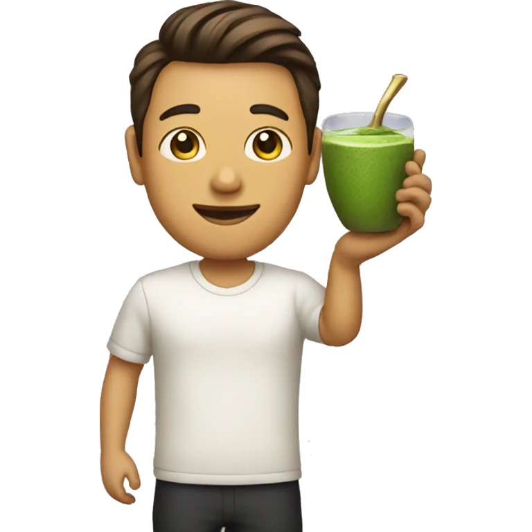 Create gold men who is holding matcha tea in his hand emoji | AI Emoji ...
