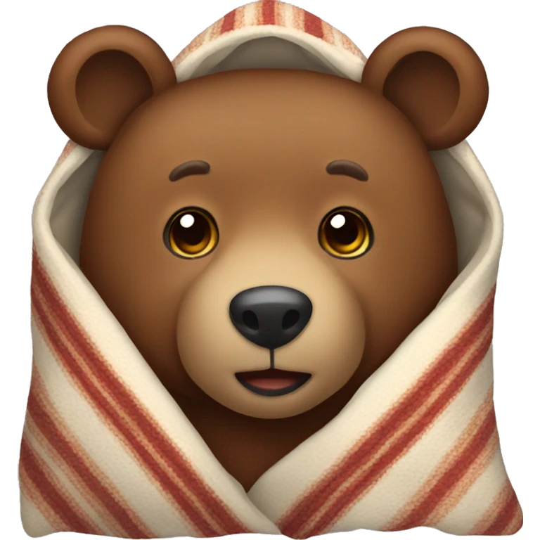 Brown bear wearing a blanket emoji | AI Emoji Generator