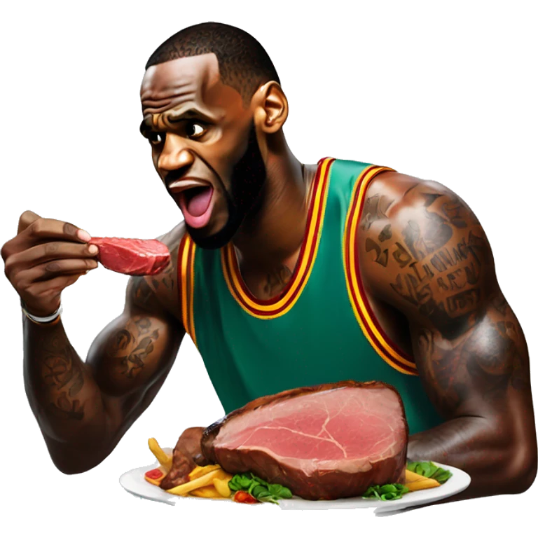 LeBron James eating a steak emoji | AI Emoji Generator