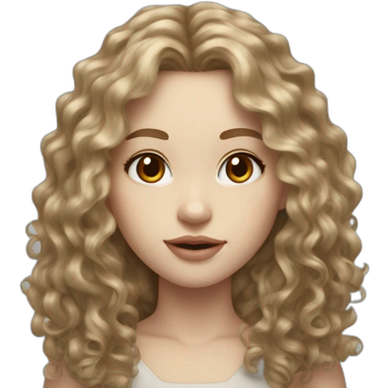 pale skin long curly dark blonde hair brown small eyes big lips emoji ...