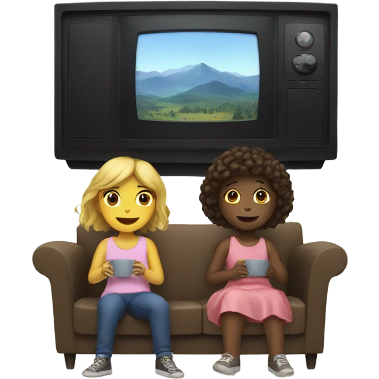 Two girls watching tv emoji | AI Emoji Generator