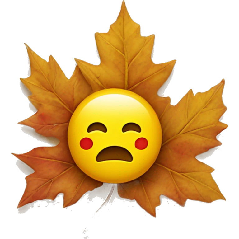 a classic yellow emoji happy face where instead of eyes it has 2 red maple leaves emoji | AI ...