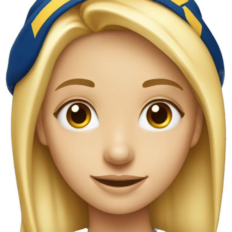 Blonde girl with blue eyes smiling wearing University of Michigan hat ...