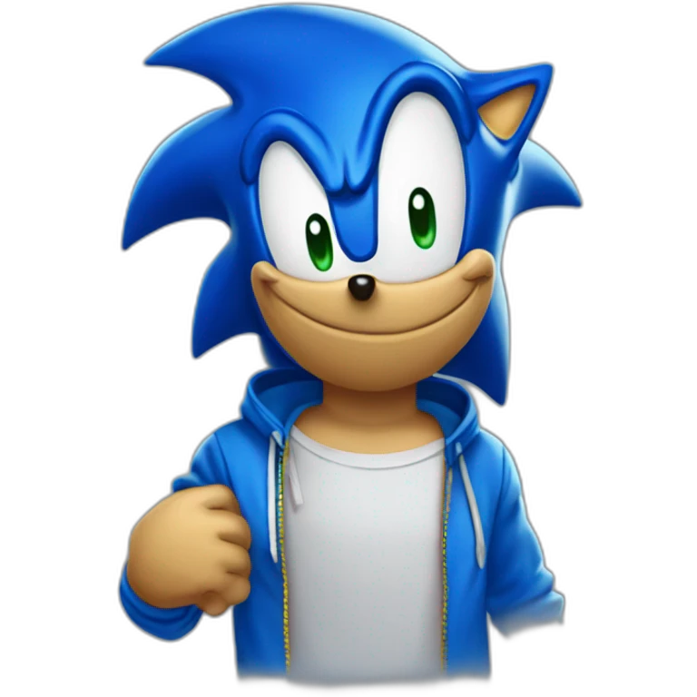 sonic con una playera azul que diga Mateo emoji | AI Emoji Generator