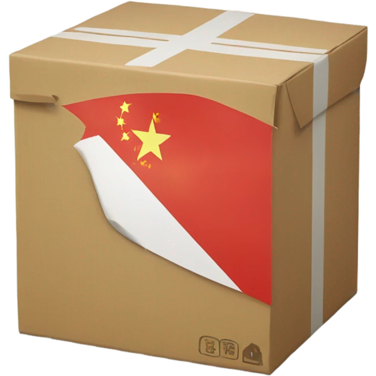 a big sized box with a mark of flag of china, 30 degree rotated to the ...