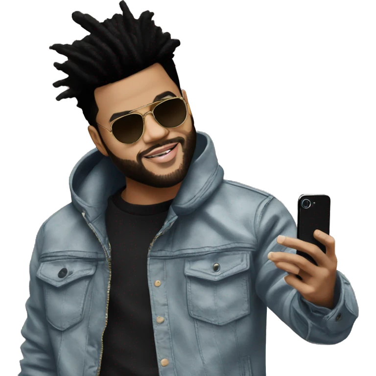 The weeknd posing taking selfie with iphone emoji | AI Emoji Generator