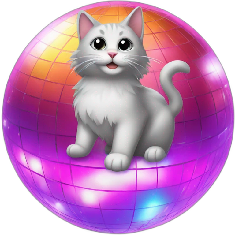 Cat on a disco ball emoji | AI Emoji Generator