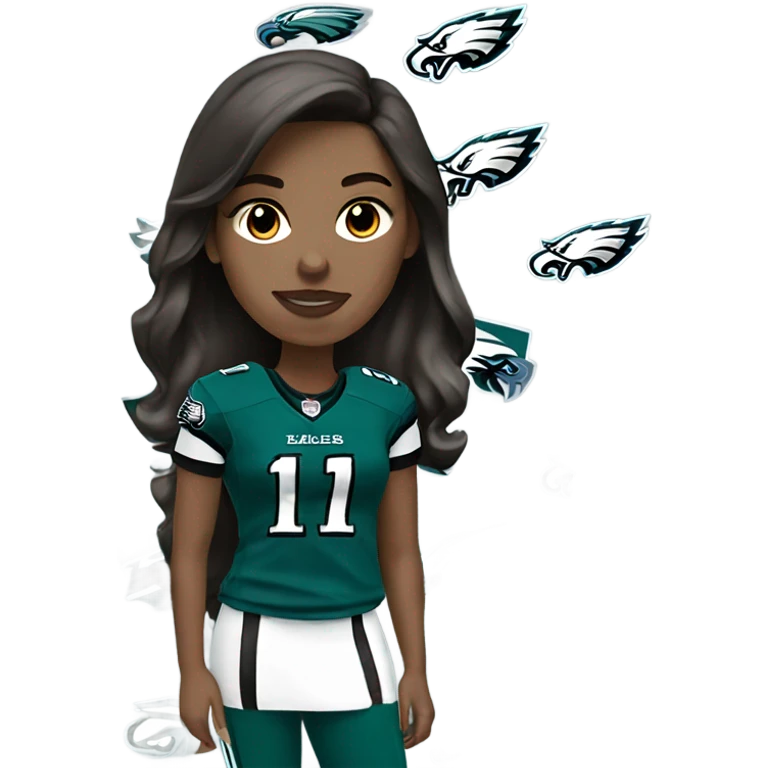 White female brunette wearing Philadelphia Eagles jersey emoji | AI ...