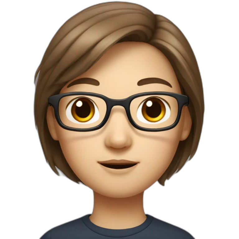 Tim cook with a brown hair Korean girl with eyeglasses emoji | AI Emoji ...